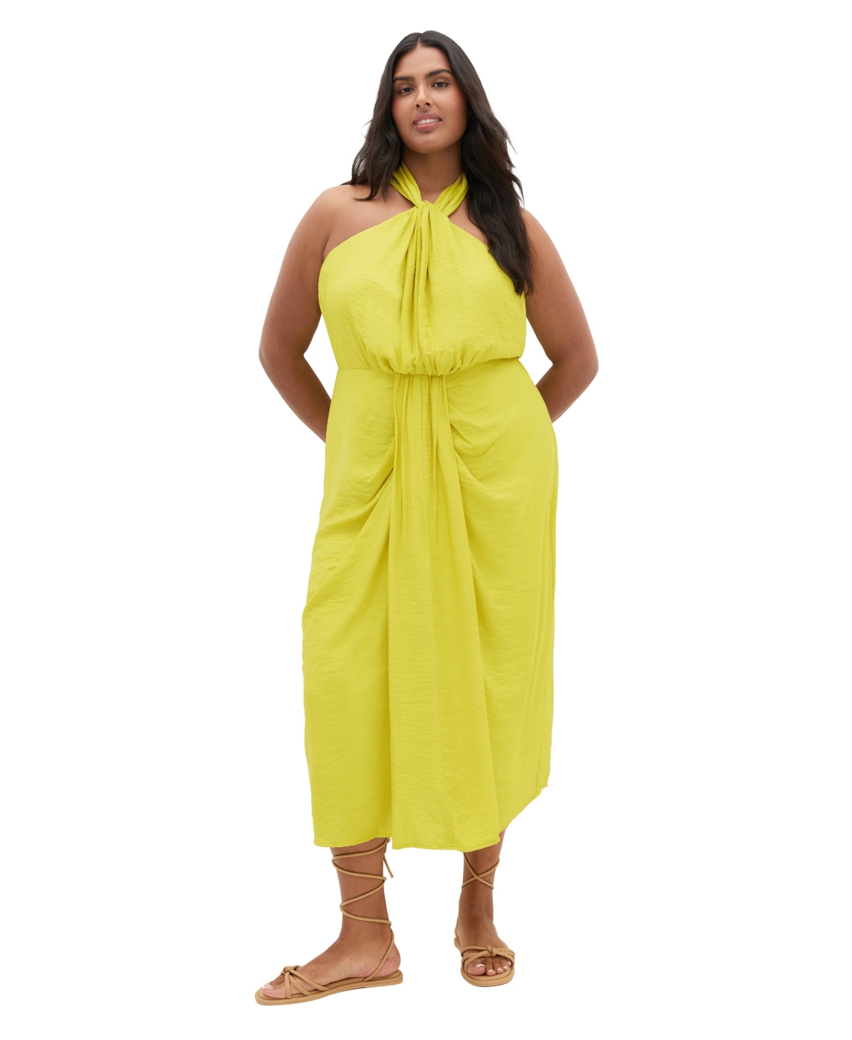 Click here for City Chic Womens Briella Halter Twist Front Maxi D... prices