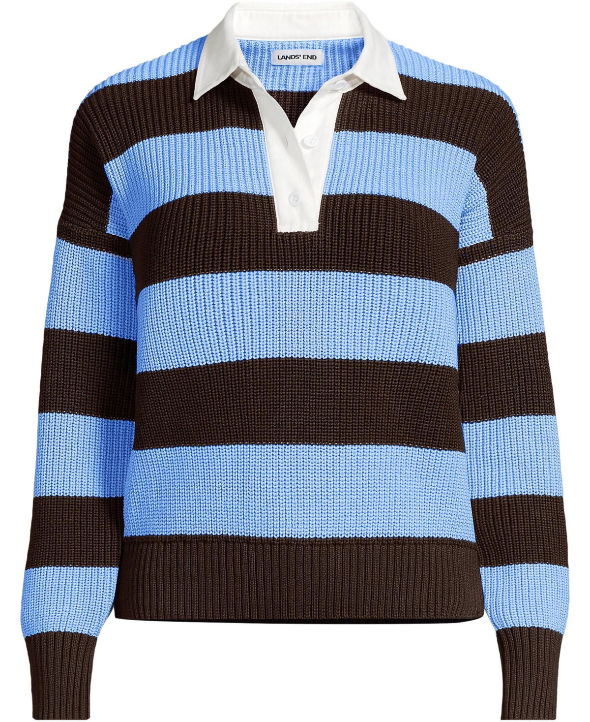 Click here for Lands End Womens Drifter Rugby with Woven Collar S... prices