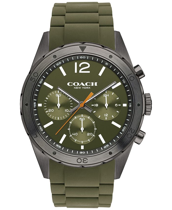 COACH Men's Chronograph Sullivan Sport Green Rubber Strap Watch 44mm ...