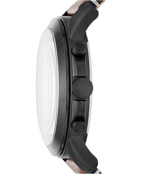 Fossil Men's Chronograph Grant Light Brown Leather Strap Watch 44mm ...