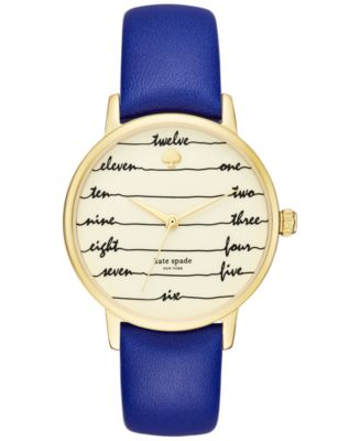 kate spade new york Women's Metro Blue Leather Strap Watch 34mm KSW1238 ...