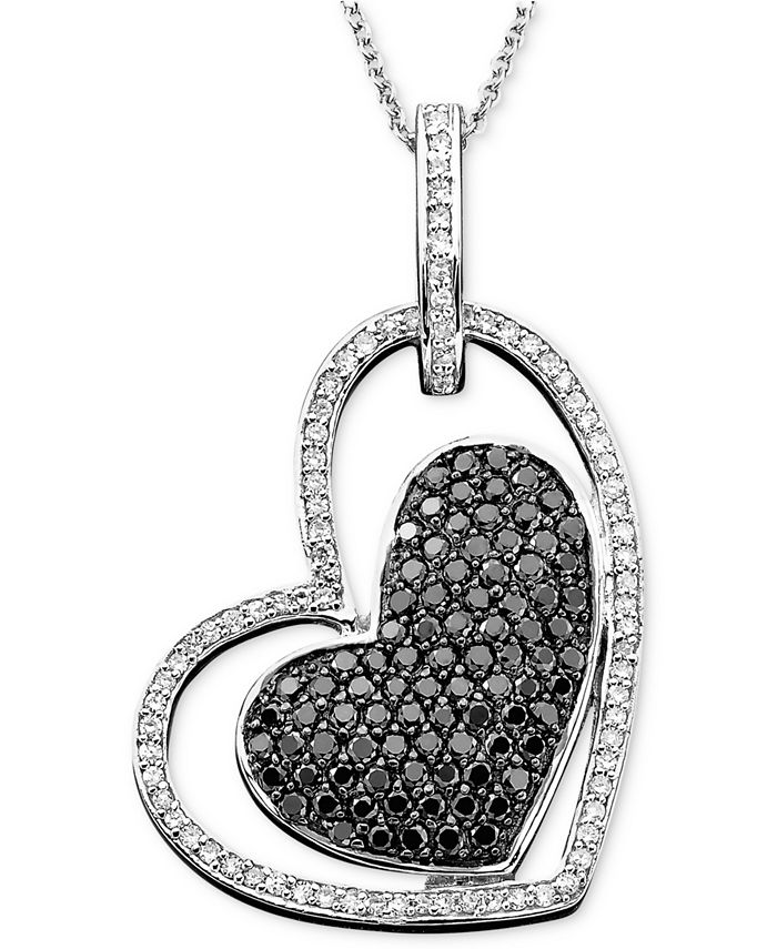 EFFY Collection Caviar by EFFY Diamond Black and White Diamond Heart ...