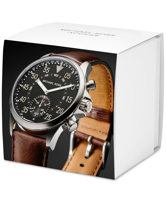 Michael Kors Access Men's Gage Hybrid Chocolate Leather Strap Smart ...