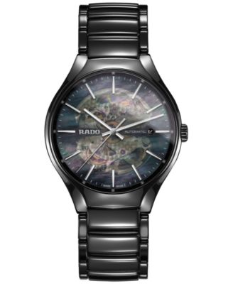 Rado Men's Swiss Automatic True Black Ceramic Bracelet Watch 40mm ...