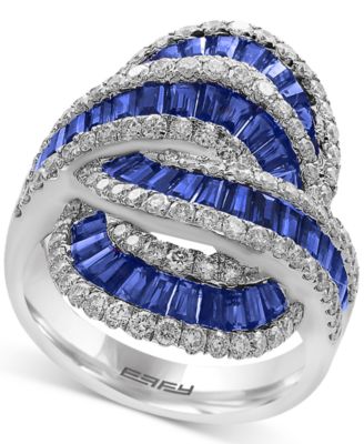 EFFY Collection EFFY Royale Bleu Sapphire 2 1 2 ct. t.w. and Diamond 1 1 4 ct. t.w. Statement Ring in 14k White Gold Created for Macy s Macy s