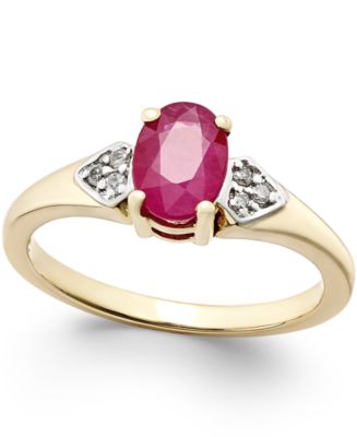 Ruby (1 ct. t.w.) and Diamond Accent Ring in 14k Gold - Macy's