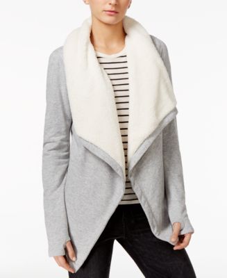 GUESS Bailey Fleece-Trim Jacket - Macy's