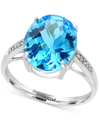 EFFY Collection EFFY Ocean Bleu Blue Topaz 6 ct. t.w. and Diamond Accent Ring in 14k White Gold Macy s