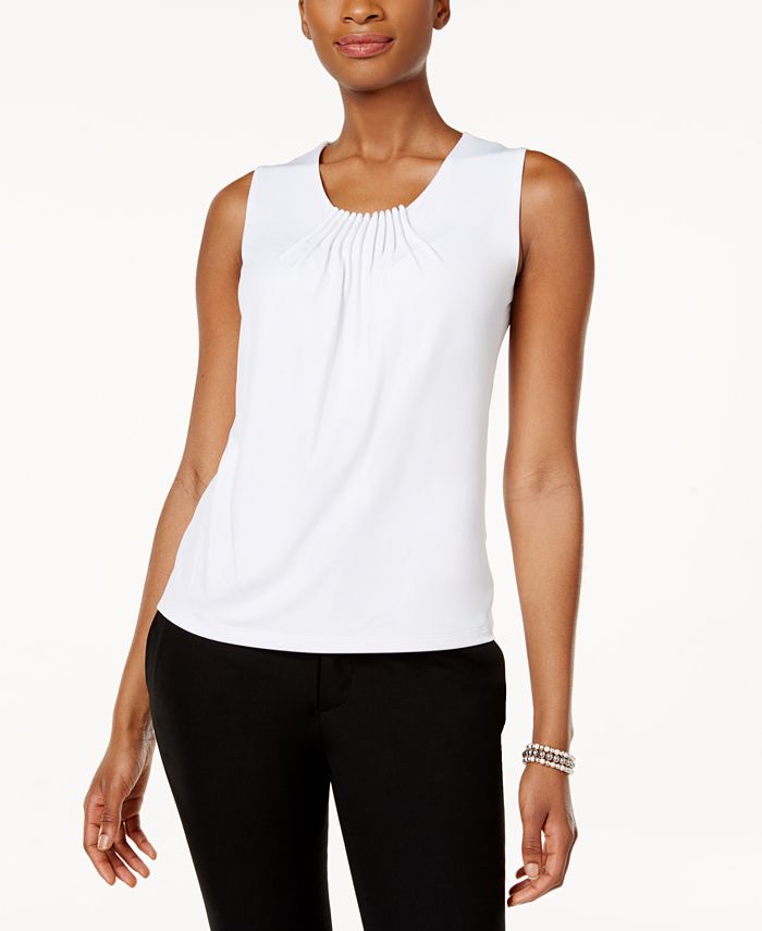 Kasper Pleat-Neck Shell - Macy's