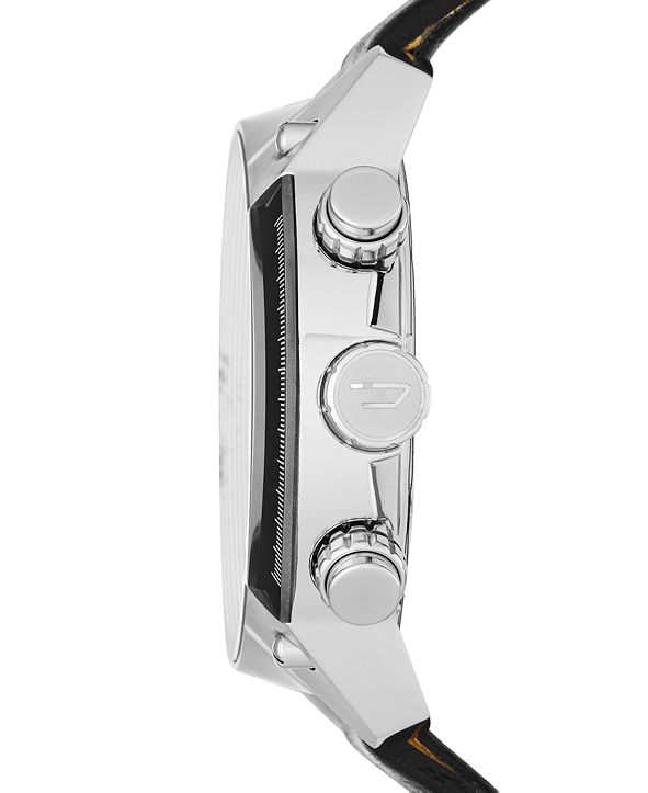 Diesel Men's Chronograph Overflow Black Leather Strap Watch 49mm DZ4341 ...