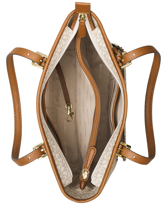 Michael Kors Signature Jet Set Item Medium Top Zip Snap Pocket Tote - Macy's