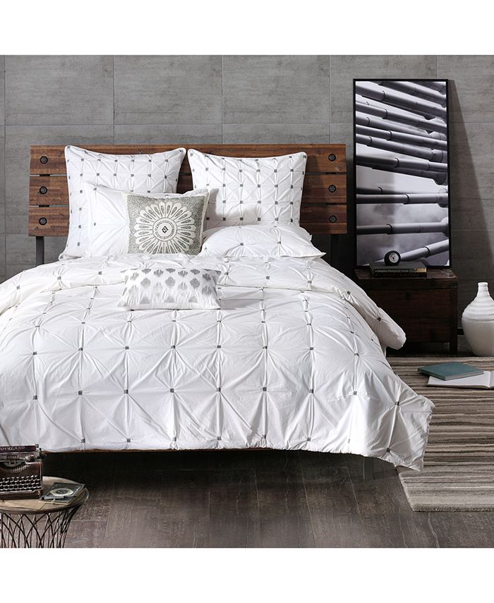 INK+IVY Masie Embroidered Ruched Full/Queen Comforter Mini Set - Macy's