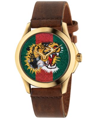 Gucci Unisex Swiss Le Marché Des Merveilles Brown Toscano Leather Strap ...