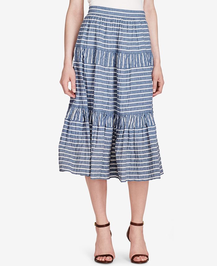 Lauren Ralph Lauren Petite Striped Midi Skirt - Macy's