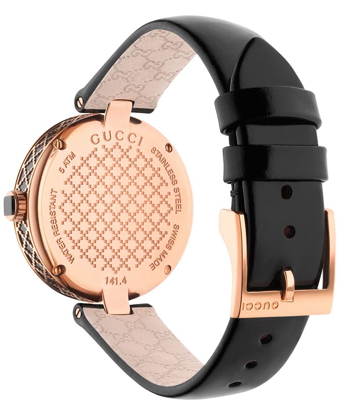 Gucci Women's Swiss Diamantissima Black Leather Strap Watch 32mm ...