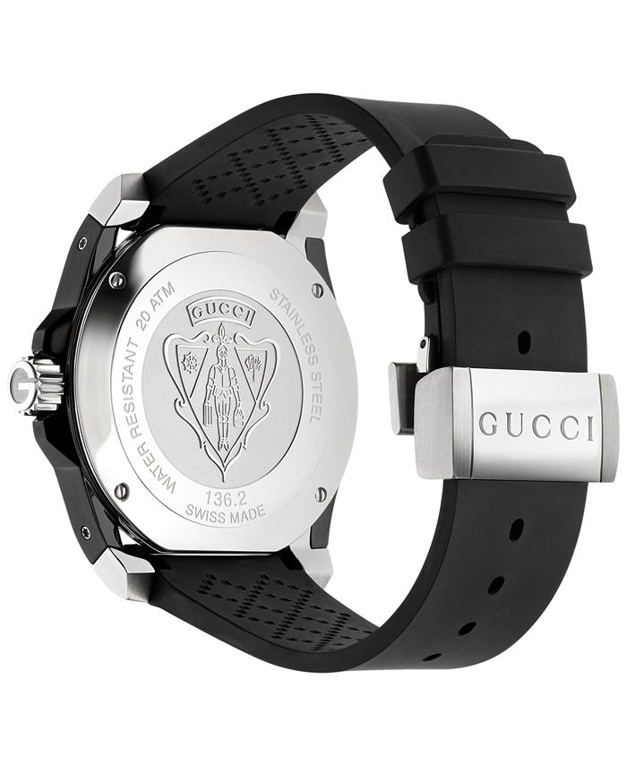 Gucci Men's Swiss Diver Black Rubber Strap Watch 45mm YA136204 - Macy's