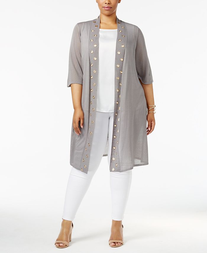 Belldini Plus Size Grommet Duster Cardigan - Macy's