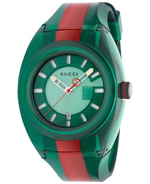 Gucci Unisex Swiss Gucci Sync Green-Red-Green Transparent Rubber Strap ...