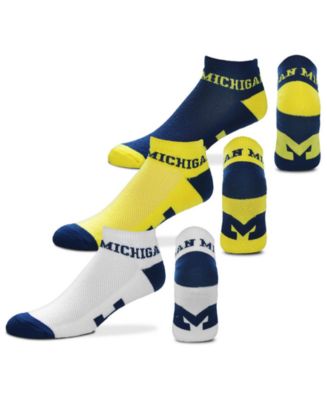 For Bare Feet Michigan Wolverines 3pack Money No Show Socks - Macy's