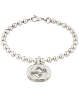 Gucci Beaded Interlocking Logo Charm Bracelet in Sterling Silver Macy s