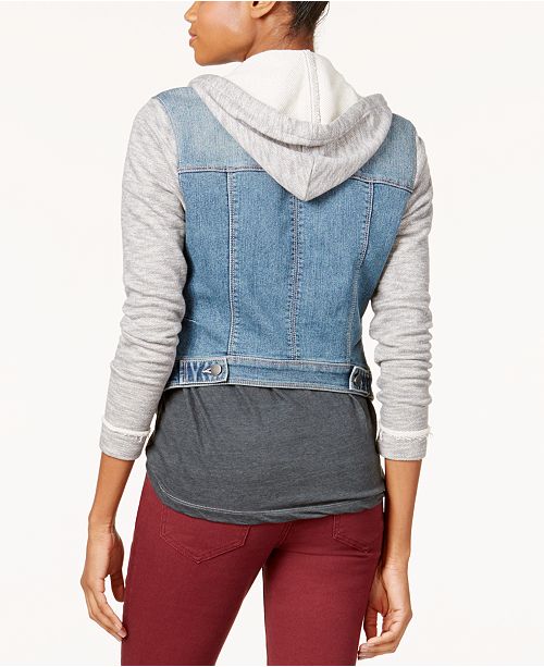 Tinseltown Juniors' French Terry Hooded Denim Jacket & Reviews ...