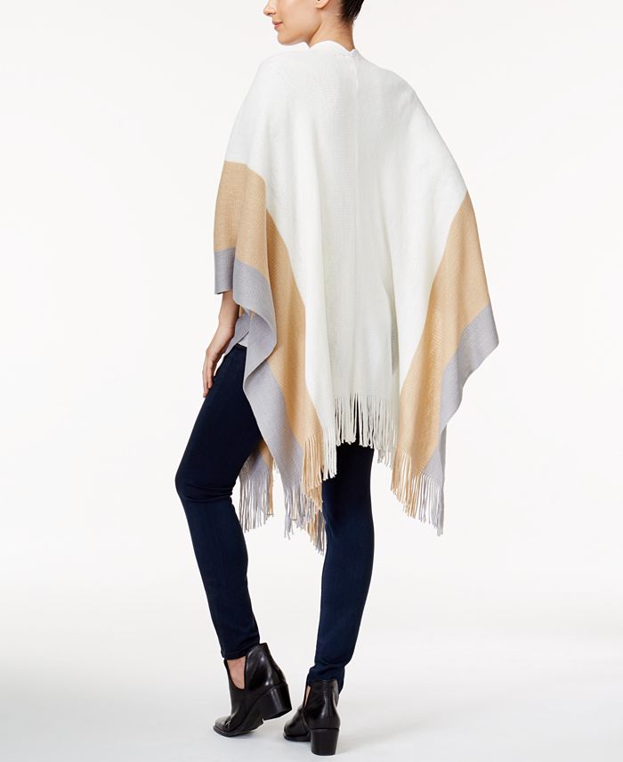 Cejon Color Block Fringe Cape - Macy's
