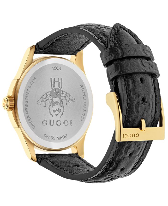 Gucci Men's G-Timeless Black Leather Strap Watch 38mm - Macy's