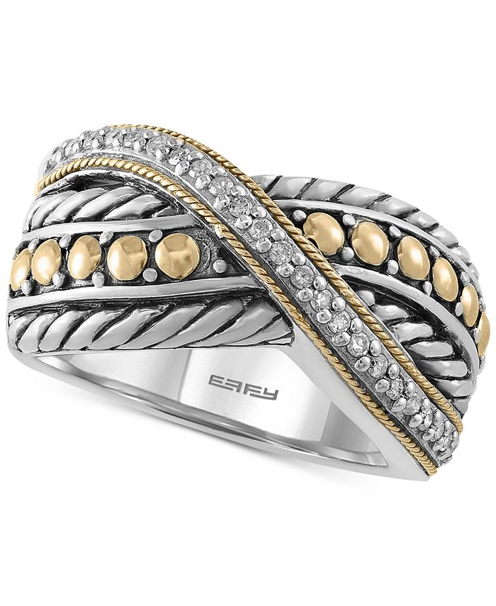 EFFY Collection Balissima by EFFY® Diamond Two-Tone Crisscross Ring (1/ ...