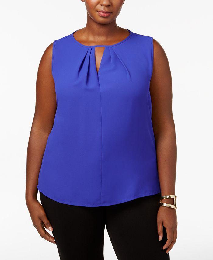Kasper Plus Size Keyhole Shell - Macy's