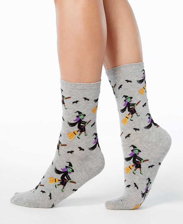 Hot Sox Women's Witch-On-A-Broomstick Socks - Macy's