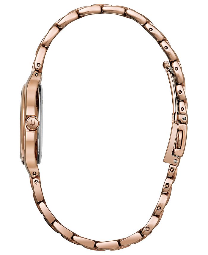 Bulova Women's Rose Gold-Tone Stainless Steel Bracelet Watch 28mm ...