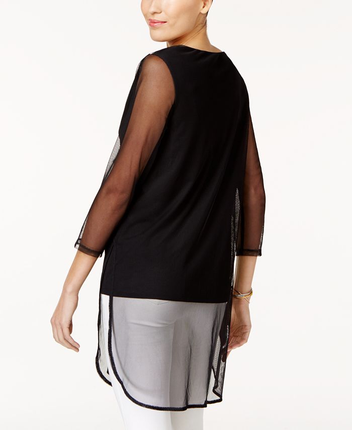 Alfani Embroidered Mesh Tunic, Created for Macy's - Macy's