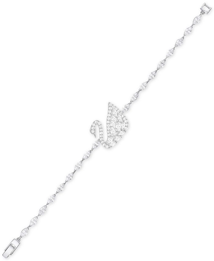Swarovski Silver-Tone Crystal and Pavé Swan Bracelet - Macy's