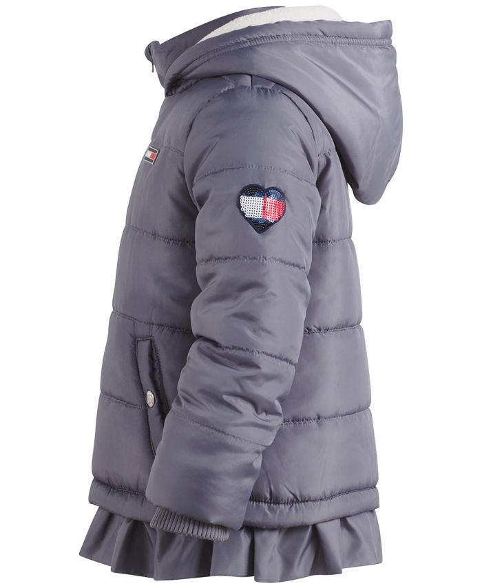 Tommy Hilfiger Hooded Ruffled-Hem Puffer Coat, Little Girls - Macy's