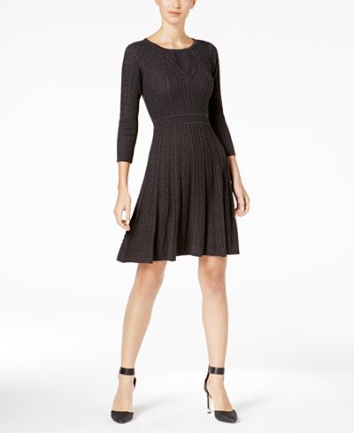 Calvin Klein Fit & Flare Sweater Dress - Dresses - Women - Macy's