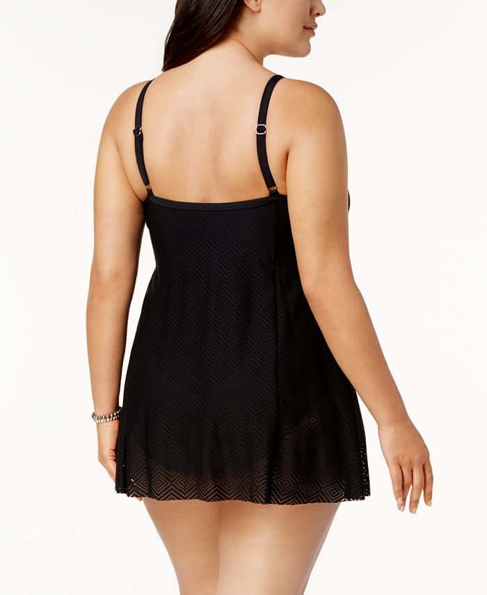 Swim Solutions Plus Size Tummy Control Crochet Swimdress Created For