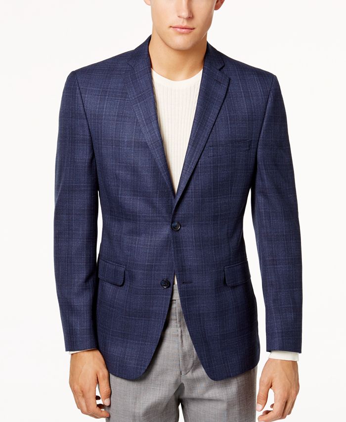Alfani Alfani Men's Slim-Fit Blue Plaid Sport Coat, Created for Macy's ...