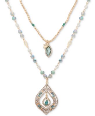 lonna & lilly Gold-Tone 2-Pc. Set Green Stone Pendant Necklaces - Macy's