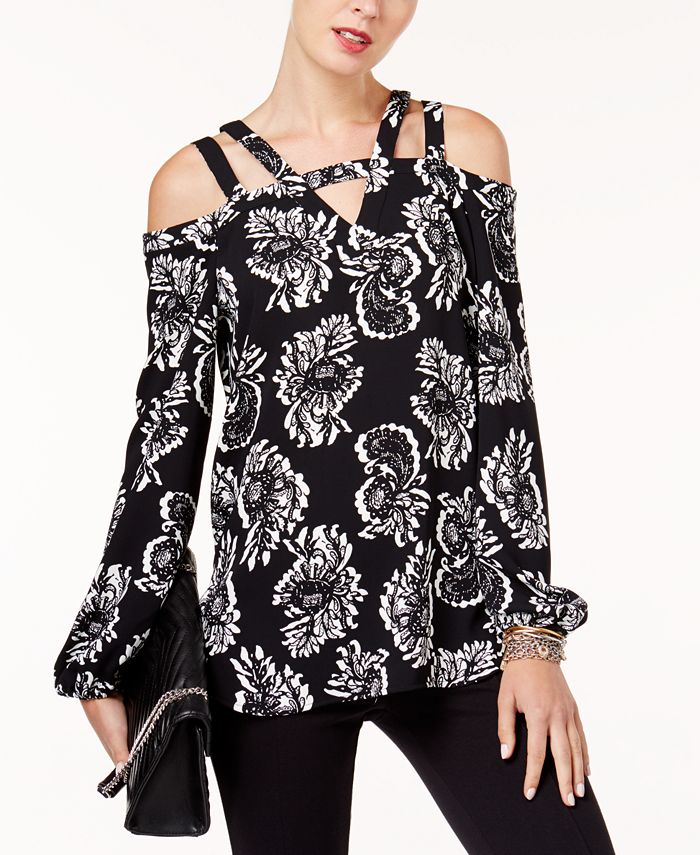 Alfani Double-Strap Cold-Shoulder Top, Created for Macy's - Macy's