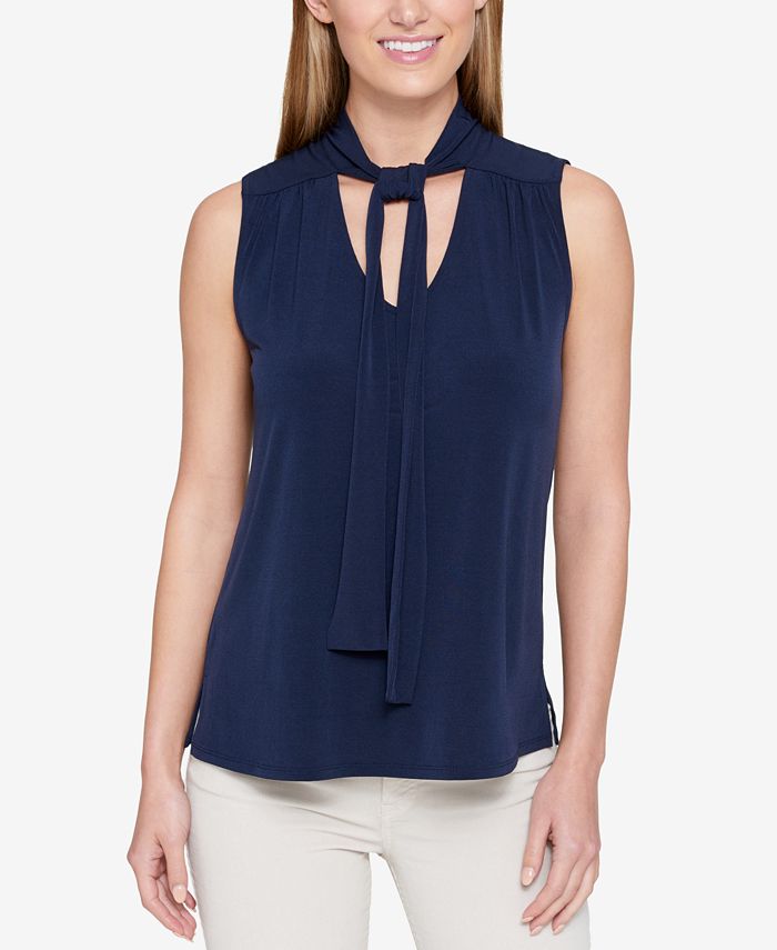 Tommy Hilfiger Tie Neck Sleeveless Blouse Created For Macys Macys