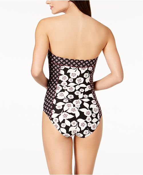 Kate Spade New York Aliso Beach Floral Print Bandeau One Piece Swimsuit