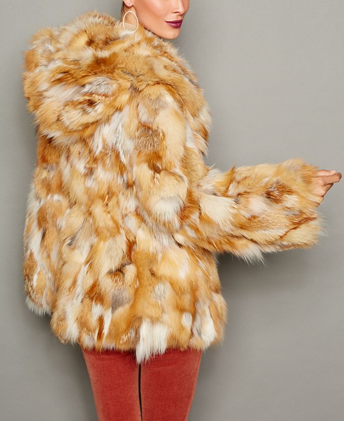 The Fur Vault Pieced Fox Fur Hooded Jacket - Macy's