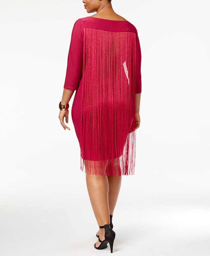 Monif C. Trendy Plus Size Fringe-Back Bodycon Dress - Macy's