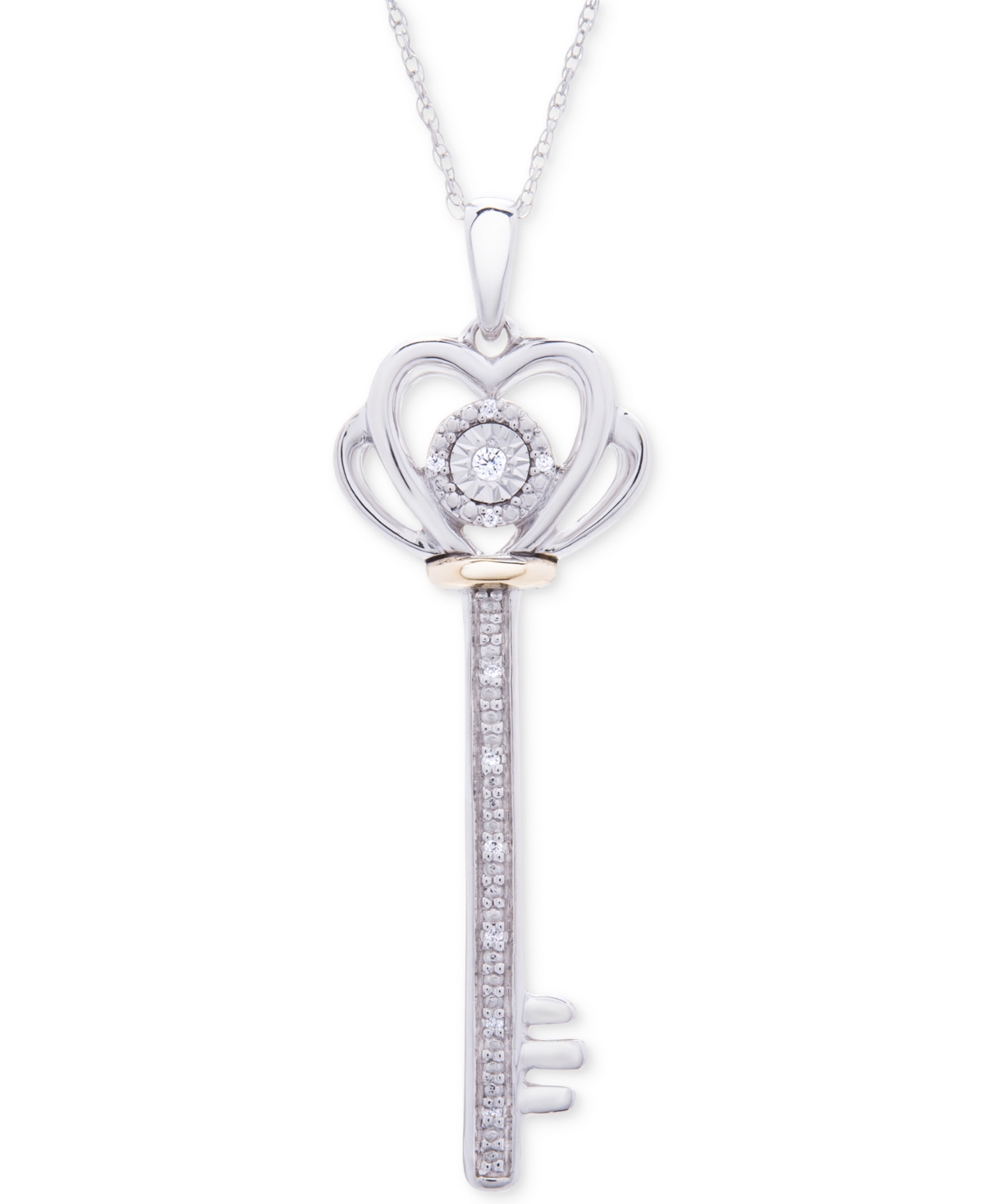 Click here for Diamond Accent Two-Tone Key Pendant Necklace in St... prices