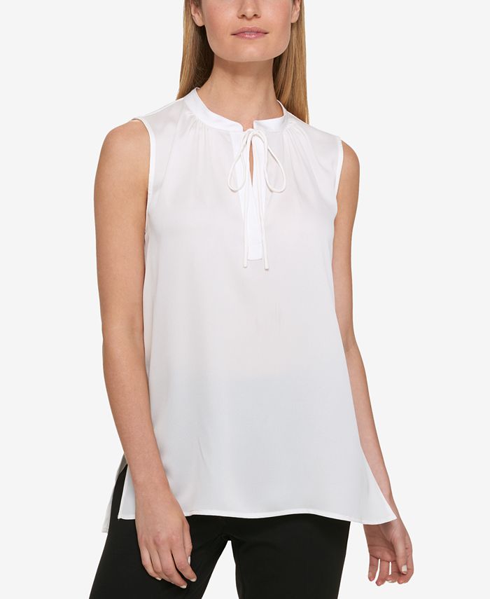 DKNY Tie-Front Keyhole Top - Macy's
