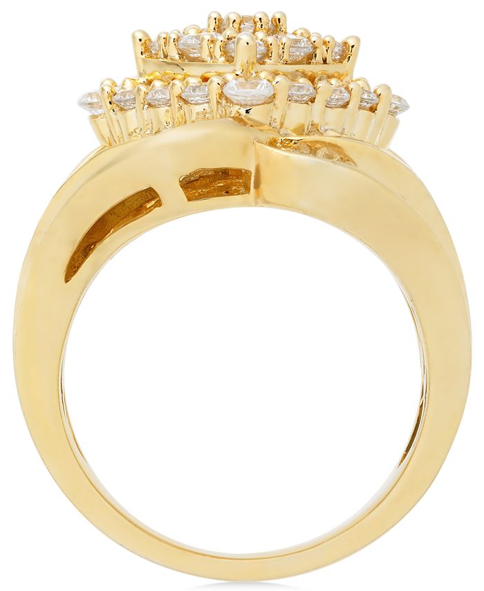 Macy's Diamond Cluster Statement Ring (2 ct. t.w.) in 14k Gold - Macy's