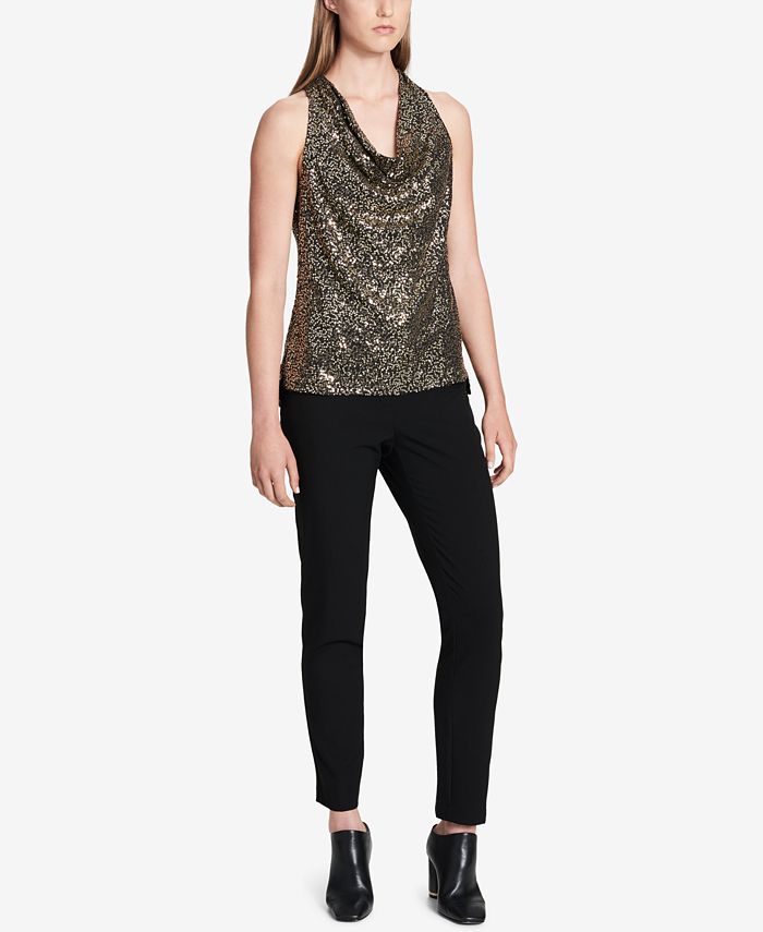 Calvin Klein Sequined Cowl-Neck Top - Macy's