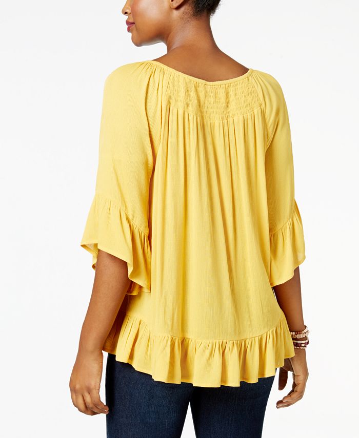 Style & Co Petite Smocked Flutter Top, Created for Macy's - Macy's