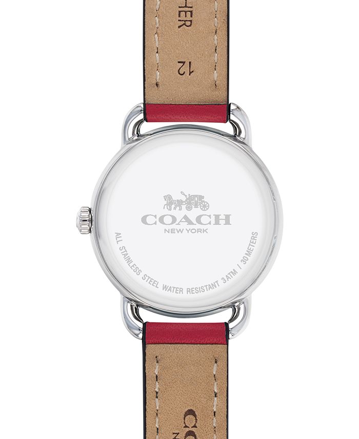 COACH Women's Delancey Red Leather Strap Watch 28mm - Macy's