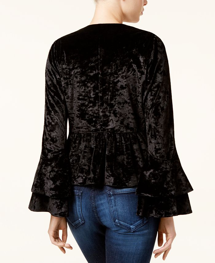 XOXO Juniors' Crushed Velvet Tiered Ruffled Blazer - Macy's